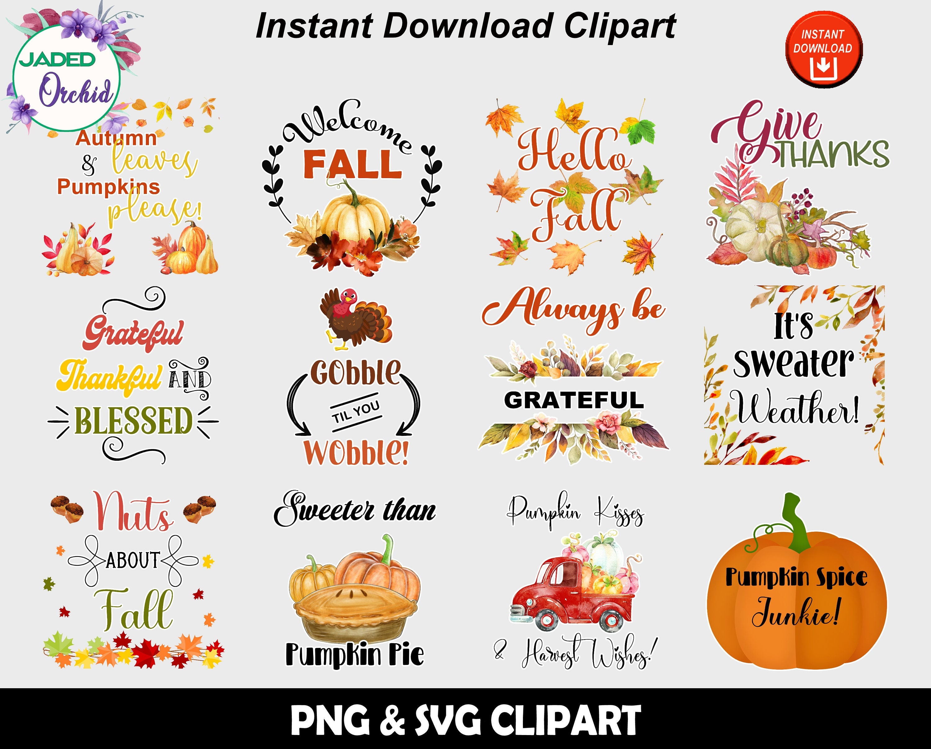 Fall Clipart Autumn Clipart Fall Sayings Clipart Autumn - Etsy