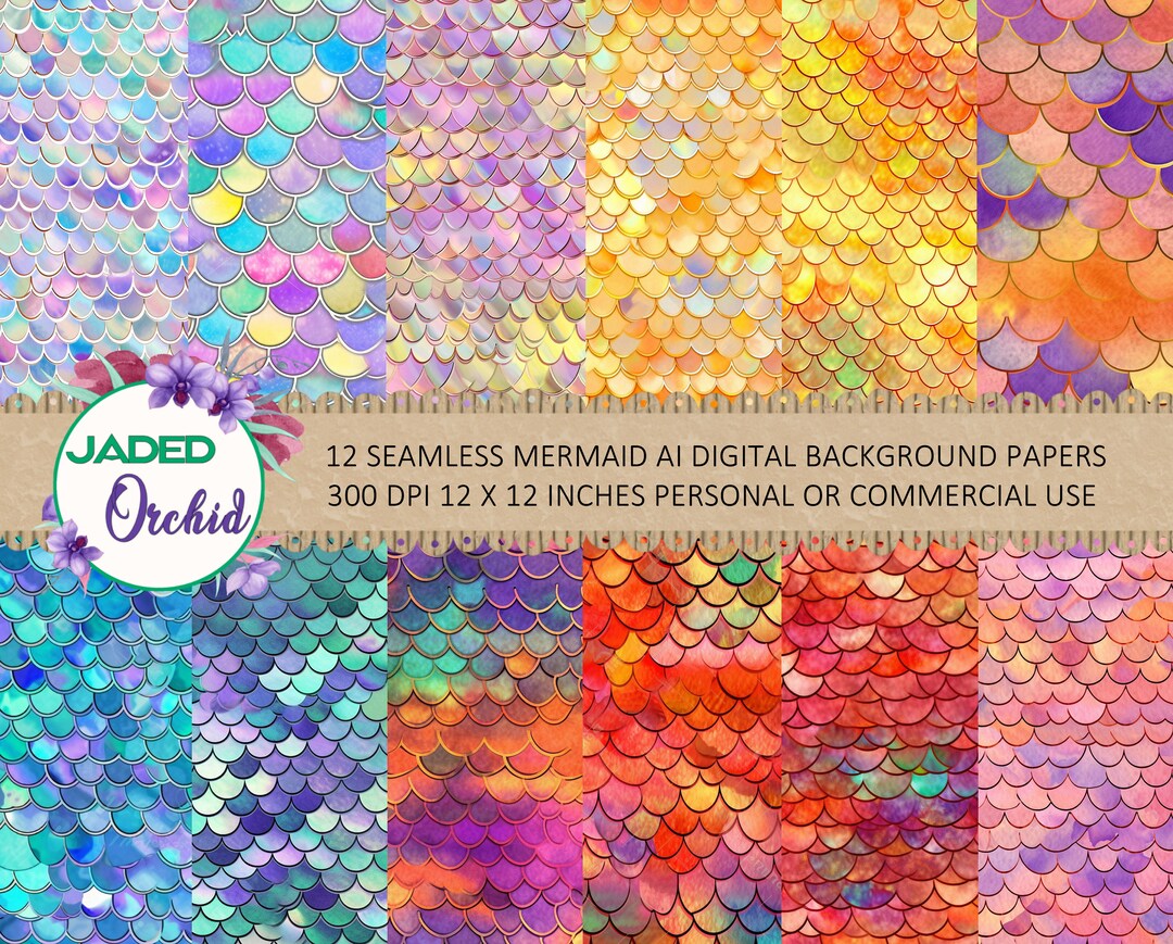 Mermaid Scales Digital Background Mermaids Seamless Digital - Etsy