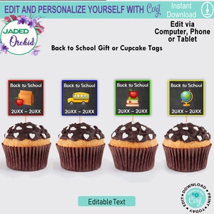Teacher Appreciation Gift Tags, Back to School Cupcake Toppers, First ...