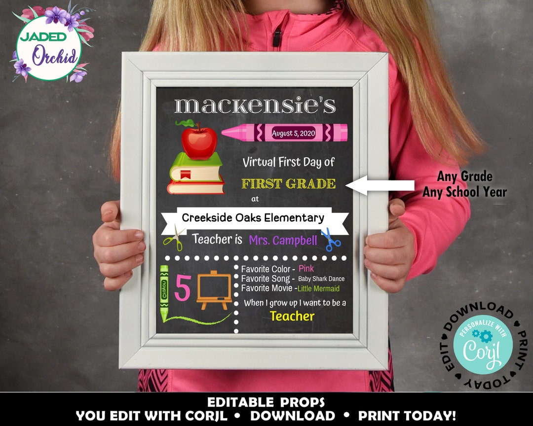 EDITABLE Virtual First Day of School Sign Back to School Photo Prop ...