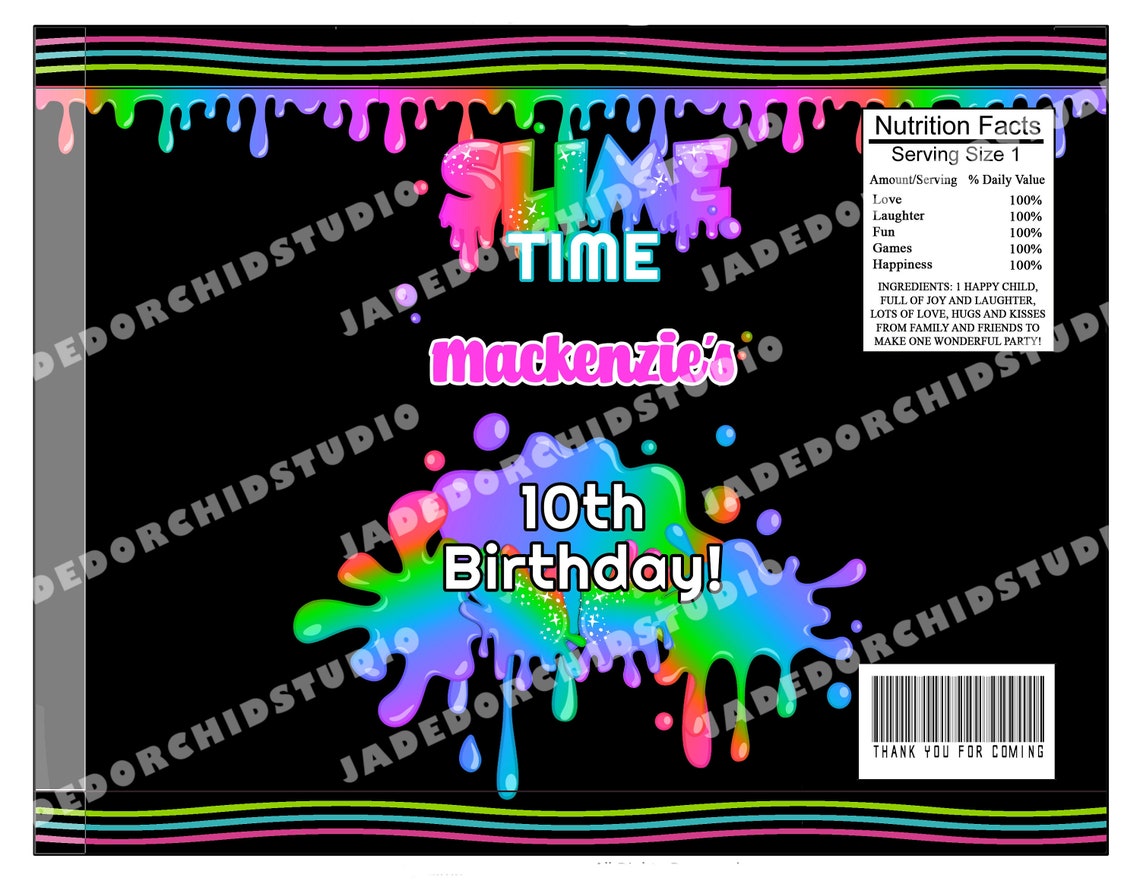 Editable Slime Birthday Chip Bag Label Slime Label - Etsy