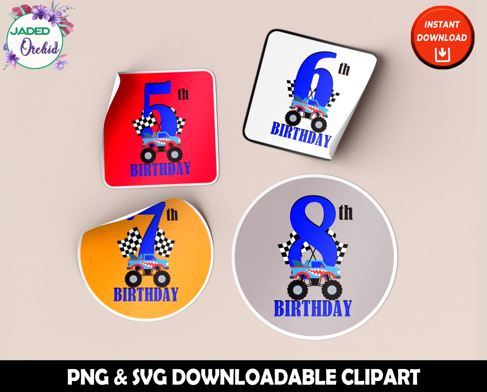 Blue Monster Truck Birthday Numbers Clipart Monster Truck - Etsy