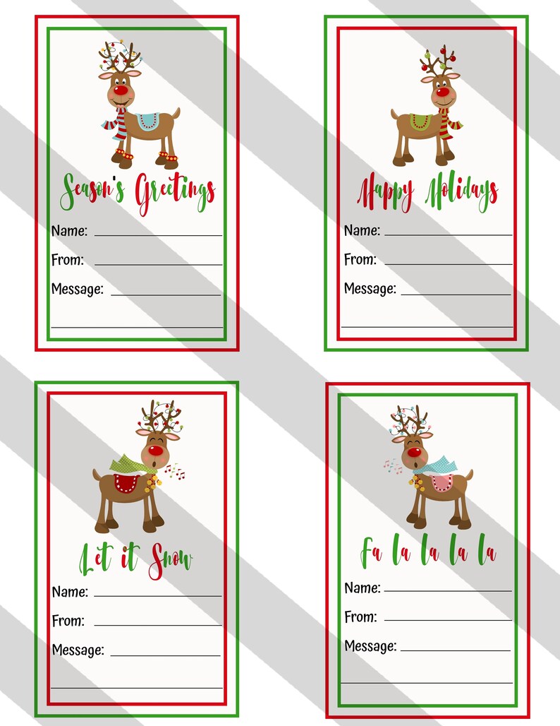 Christmas Reindeer Candy Cane Grams Personalized Christmas - Etsy