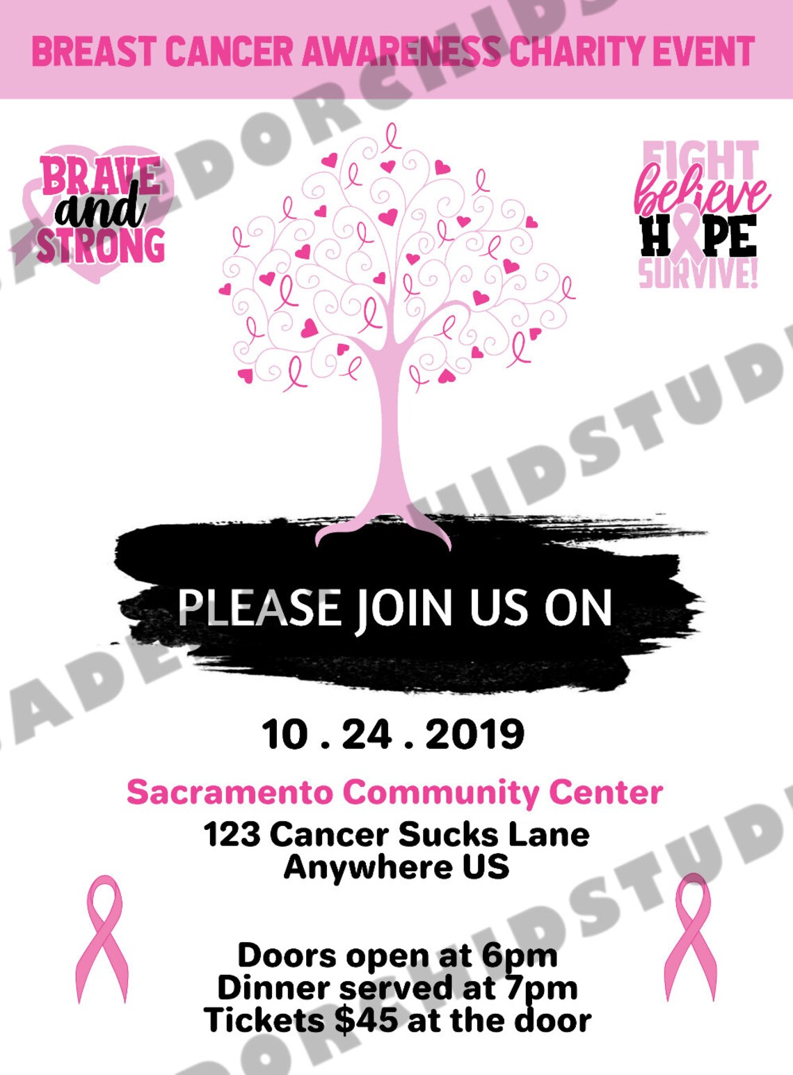 EDITABLE Breast Cancer Flyer Cancer Awareness Flyer Cancer - Etsy