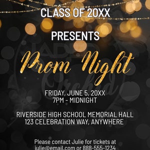 Black A Night Under the Stars Prom Invitation, Senior Prom Invite ...