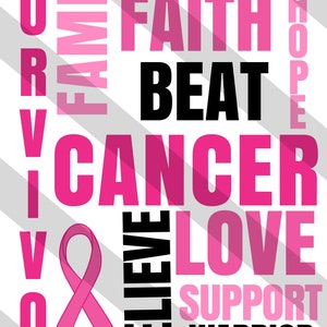 Printable Cancer Awareness Poster, Motivational Breast Cancer Sign ...