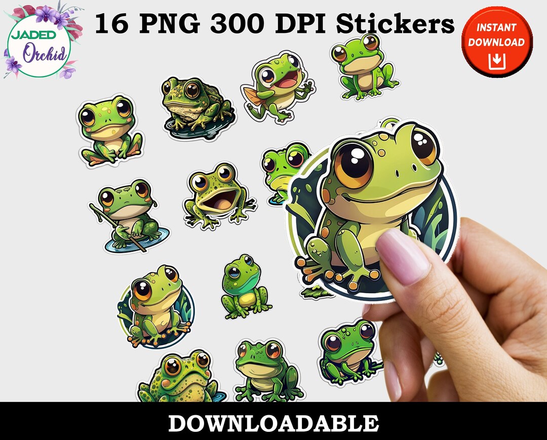 Frog Print and Cut Digital PNG Sticker Sheets, 16 Different Designs ...