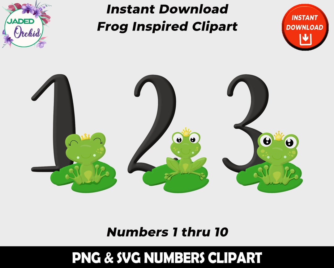 Printable Frogs SVG & PNG Clipart, Frog Numbers Clipart, Frog Clipart ...