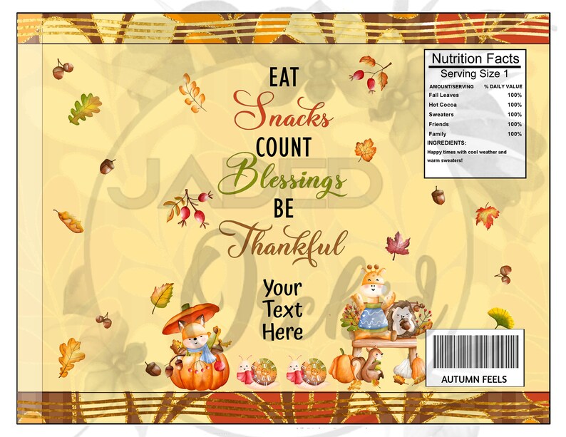 Printable Thanksgiving Kids Chip Bag Labels Fall Chip Bag - Etsy