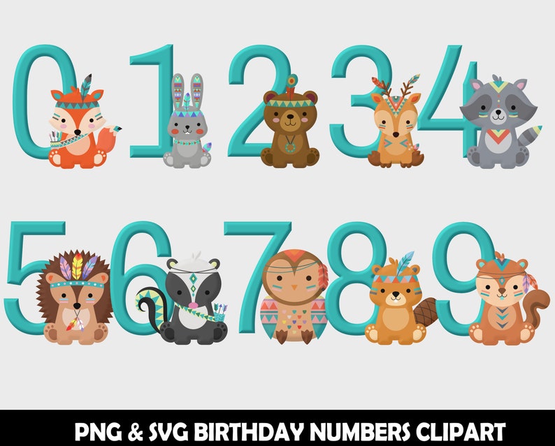 Printable Tribal Animal Clipart Tribal Animal Number SVG - Etsy