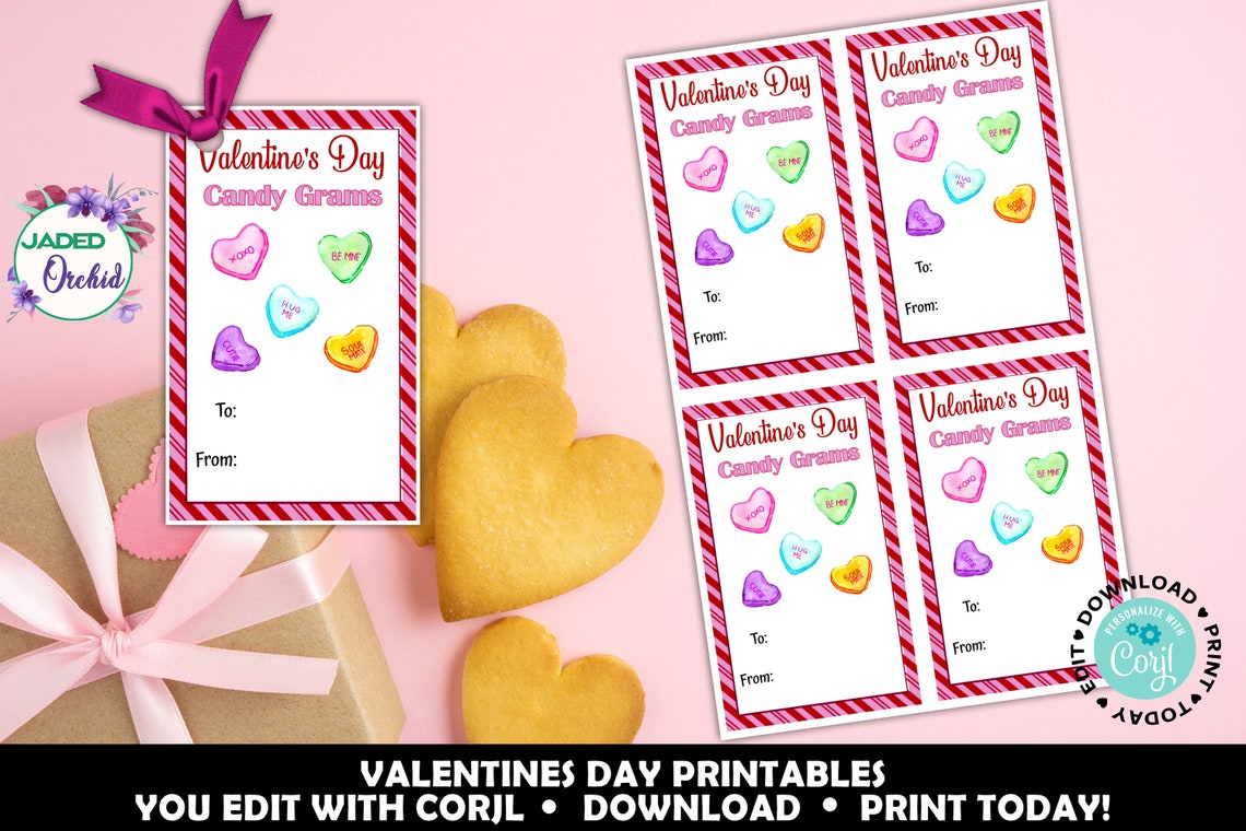 Personalized Candy Hearts Valentines Day Candy Grams Childrens - Etsy