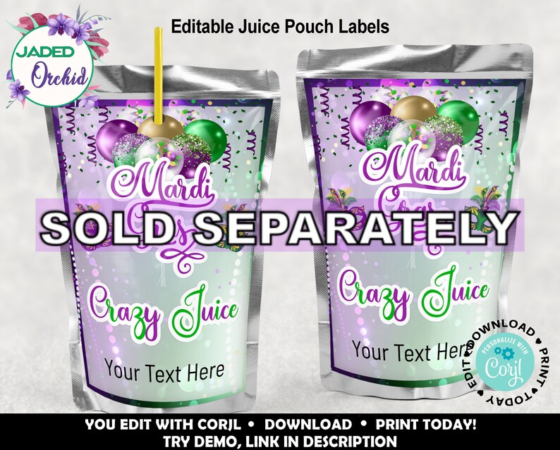 Mardi Gras Chip Bag Label Printable Mardi Gras Chip Label | Etsy