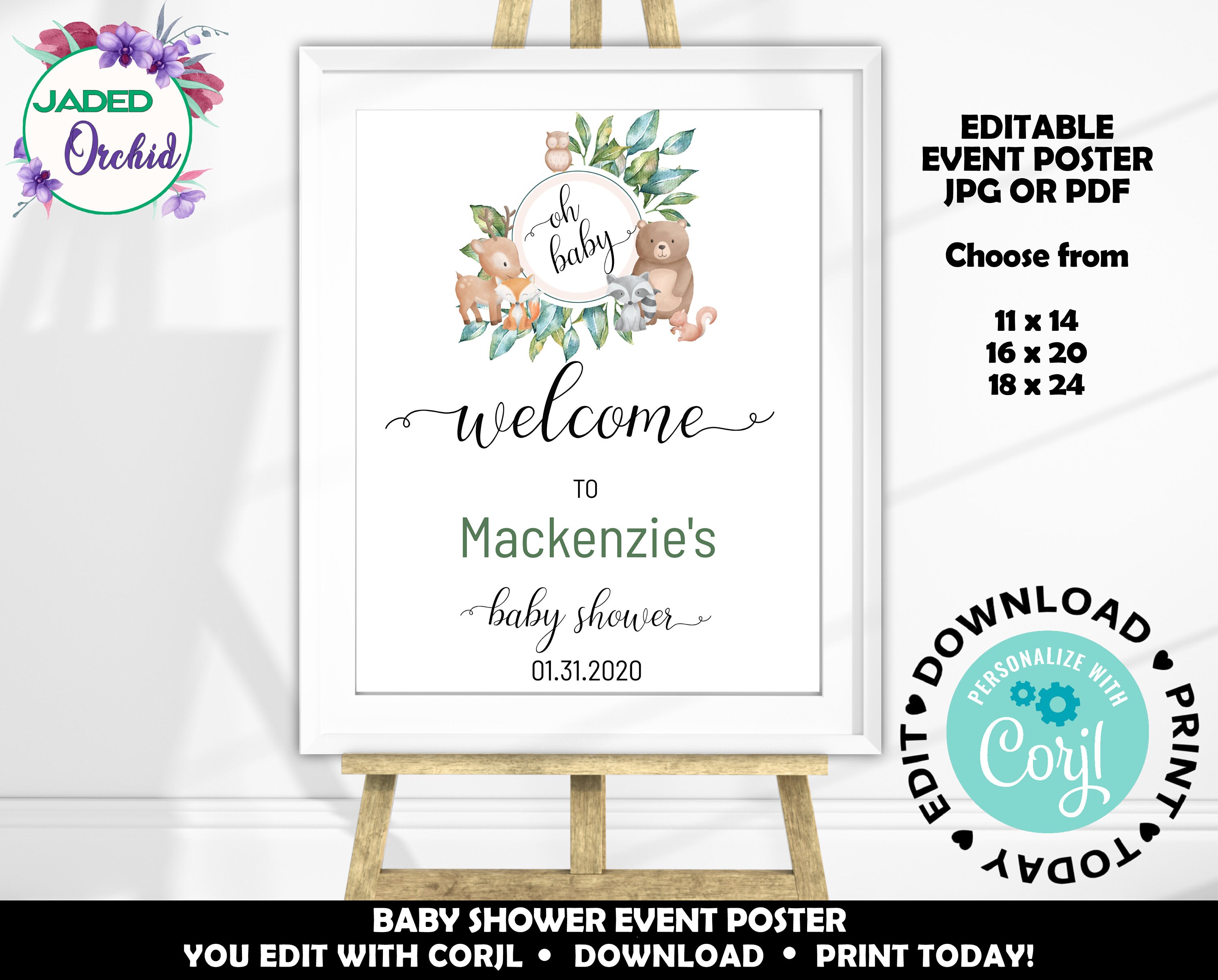 Editable Woodland Animals Welcome Sign Woodland Welcome Sign | Etsy