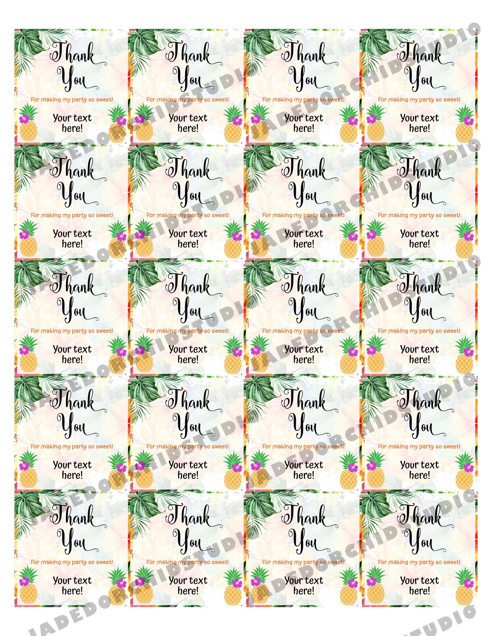 Printable Hawaiian Luau Party Favors Luau Thank You Tags | Etsy
