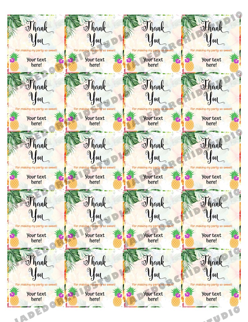 Hawaiian Luau Party Favors Printable Luau Thank You Tags - Etsy