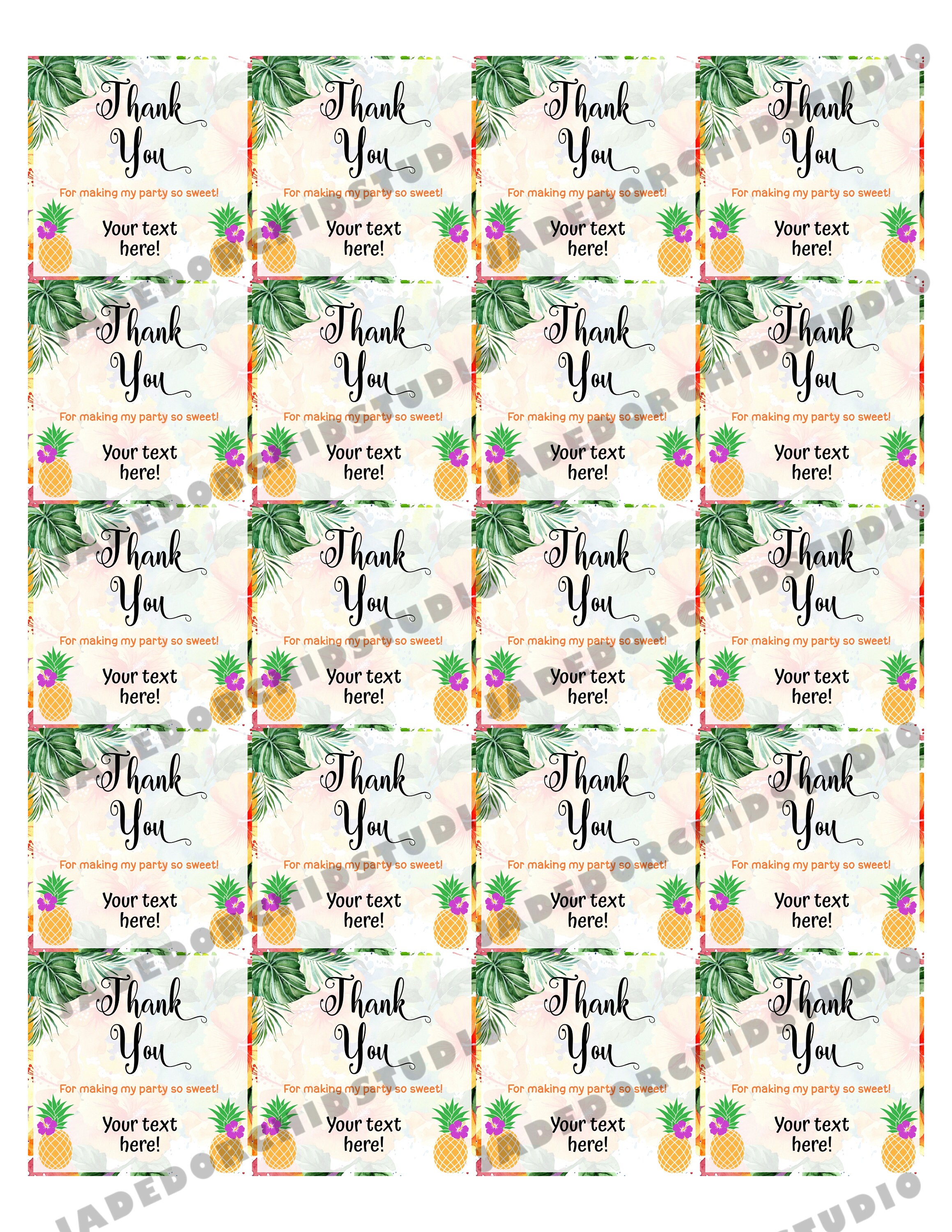 Hawaiian Luau Party Favors Printable Luau Thank You Tags - Etsy Canada