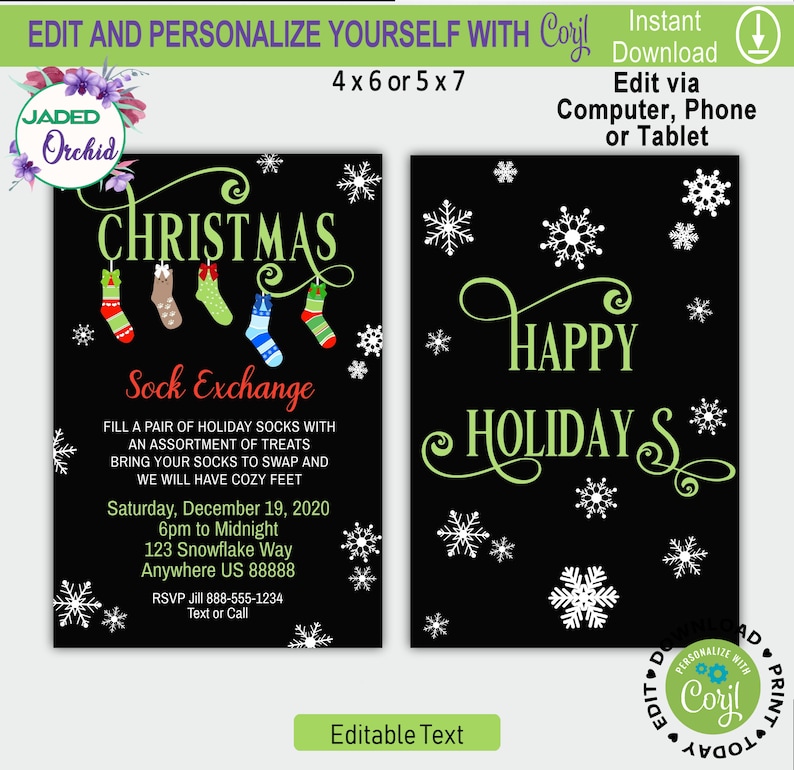 Printable Christmas Sock Exchange Invitation Sock Swap Party - Etsy