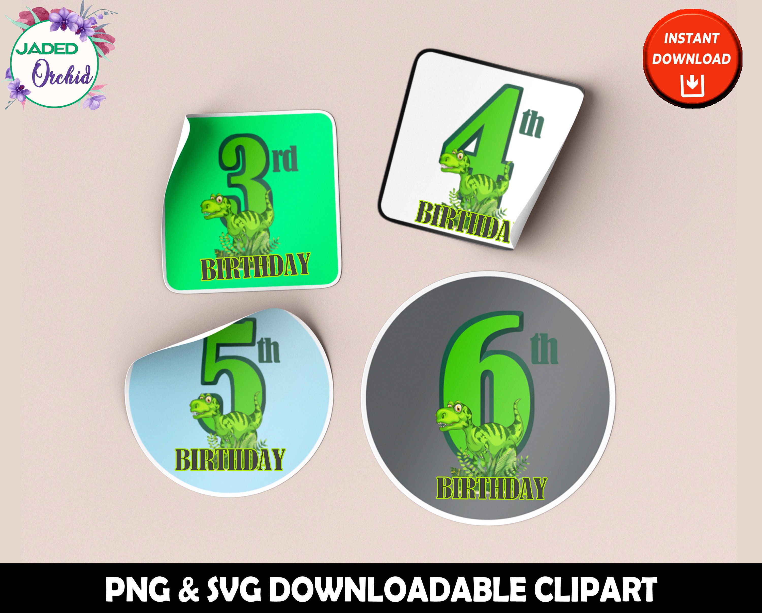 Dinosaur Inspired Birthday Numbers Clipart Green Dinosaur - Etsy
