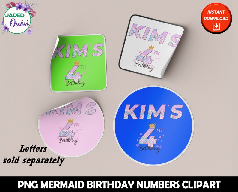 Mermaid Inspired Pink Birthday Numbers Clipart Pink Mermaid - Etsy