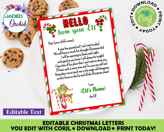 Christmas Letter From Your Elf Printable Elf Letter - Etsy