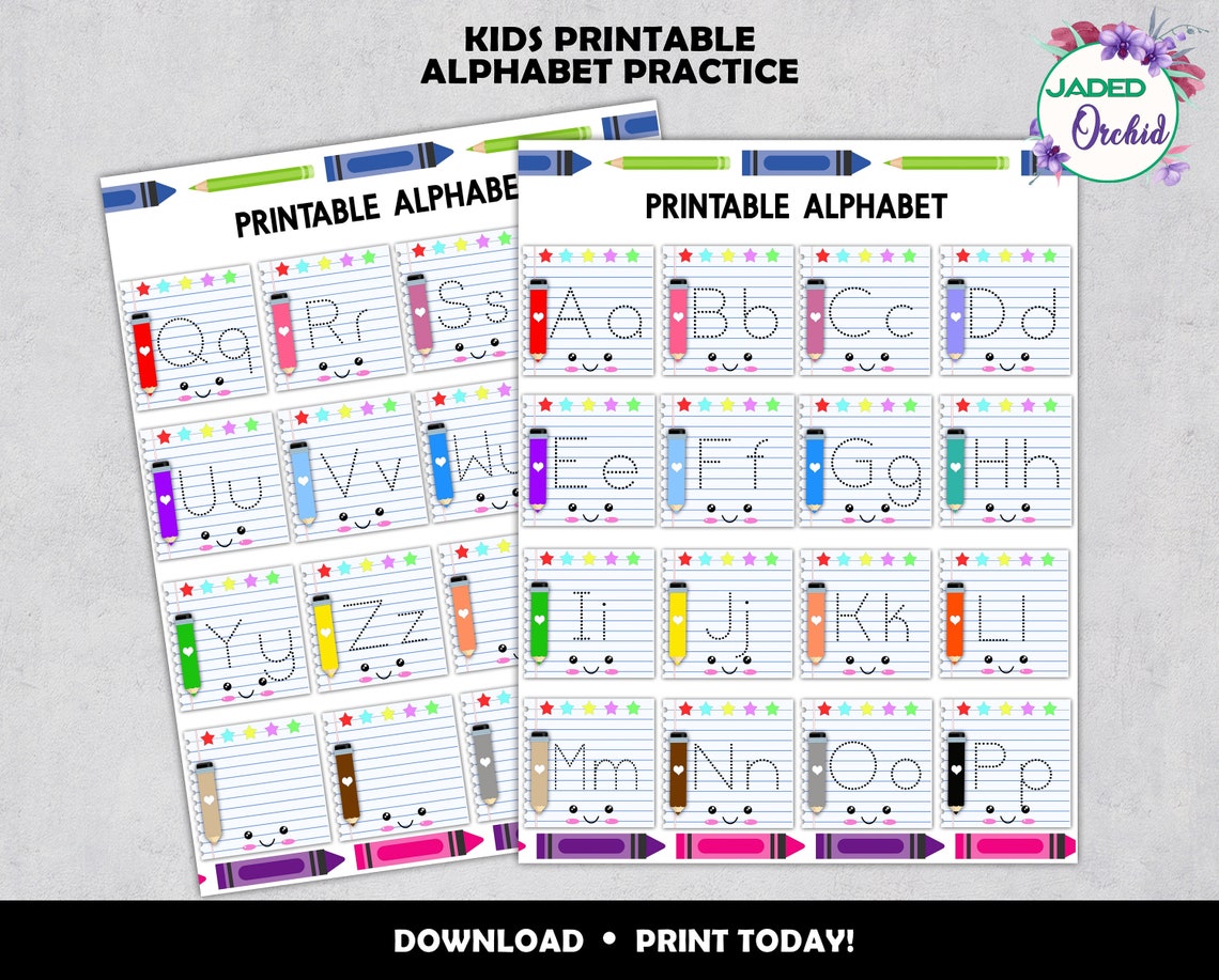 Home School Alphabet Tracing Worksheet Kids Printable - Etsy