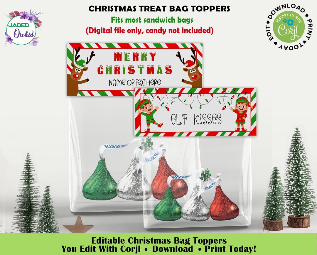 Christmas Candy Bag Topper, Elf Christmas Bag Toppers, Personalized ...
