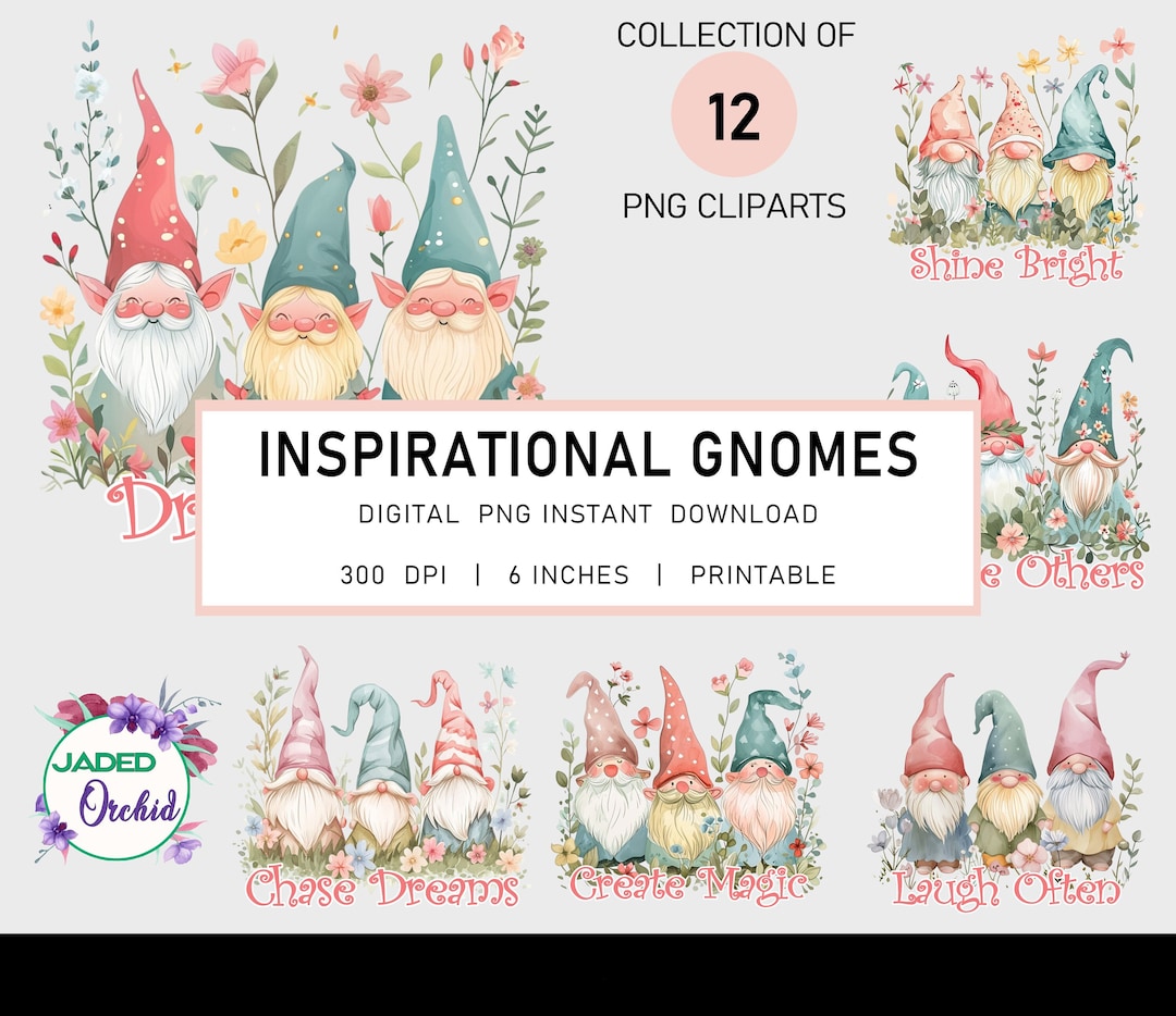 Inspirational Gnome Clipart, Encouraging Clipart, Gnome Illustrations ...