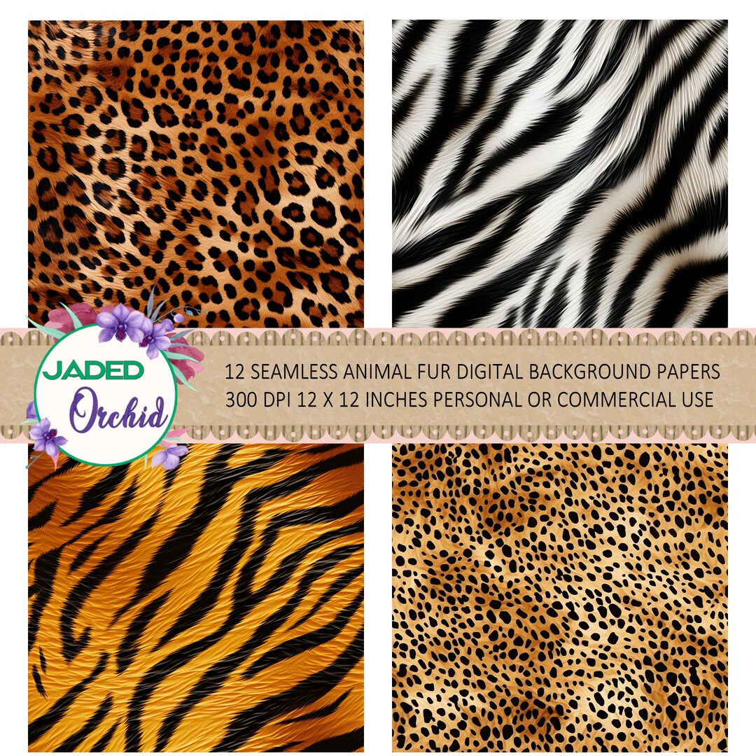 Wild Animal Fur Digital Background Paper, Animal Pattern Digital ...