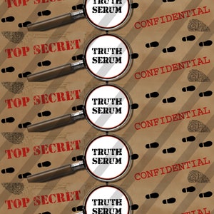 Secret Agent Water Bottle Labels , Detective Bottle Label, Spy Water ...