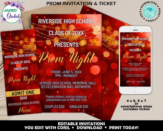 Fire And Ice Prom Invite Template Printable Editable High, 60% OFF