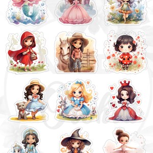 Printable Girls Character Sticker, Print and Cut Digital PNG Sticker ...