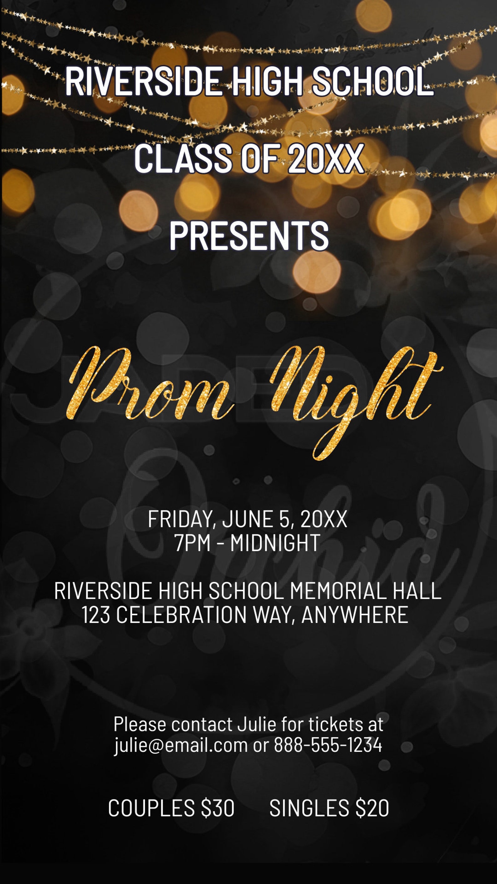 Black A Night Under the Stars Prom Invitation Senior Prom - Etsy