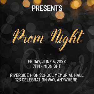 Black A Night Under the Stars Prom Invitation, Senior Prom Invite ...