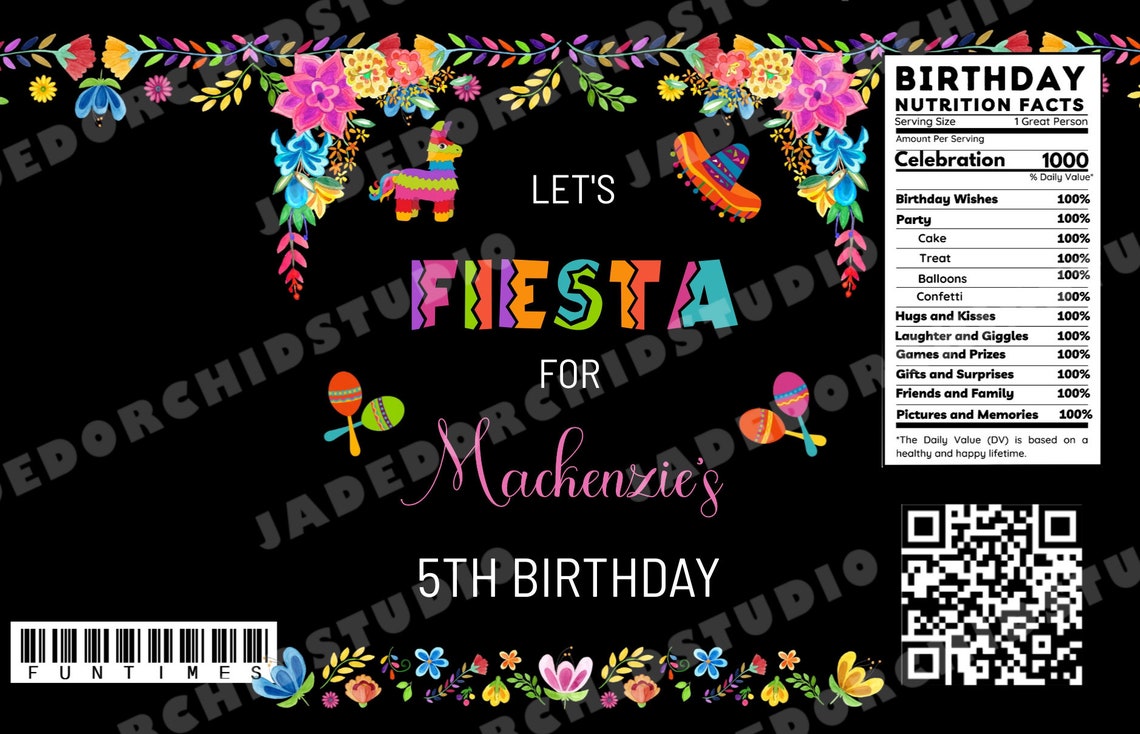 Fiesta Birthday Party Fruit Snack Wrapper Printable Fiesta - Etsy