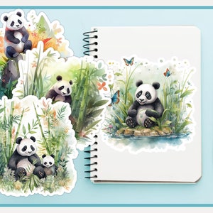 Printable Panda Stickers, Panda AI Art, Pet Animal Print and Cut ...