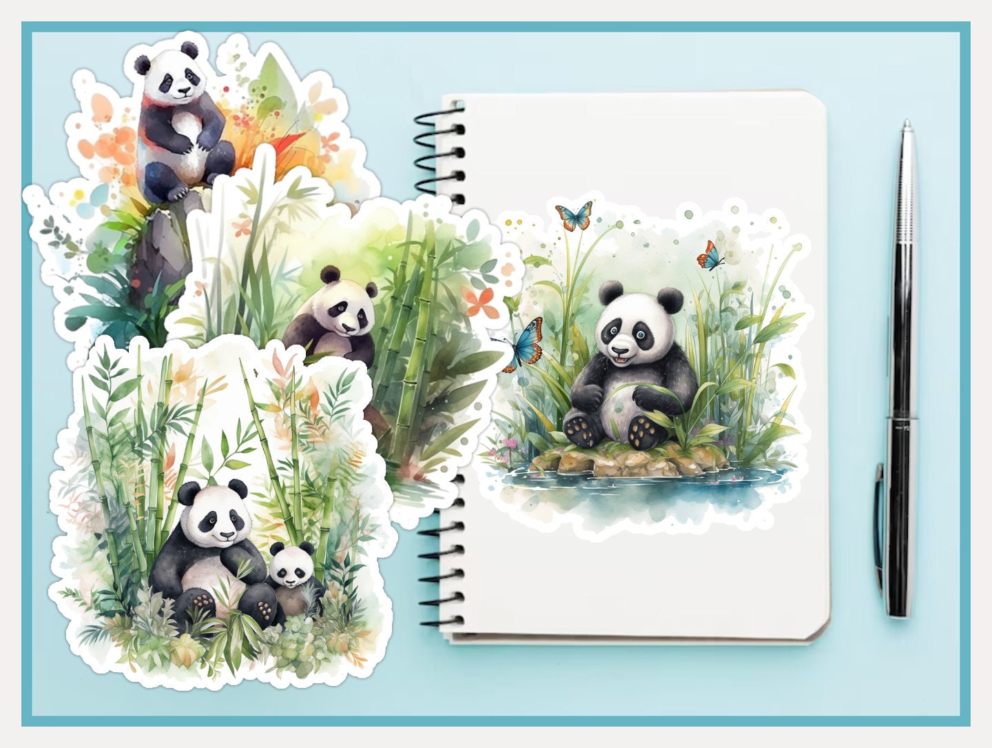 Printable Panda Stickers Panda AI Art Pet Animal Print and - Etsy