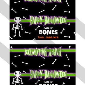 EDITABLE Bag of Bones Halloween Loot Bag Toppers, Halloween Treat ...