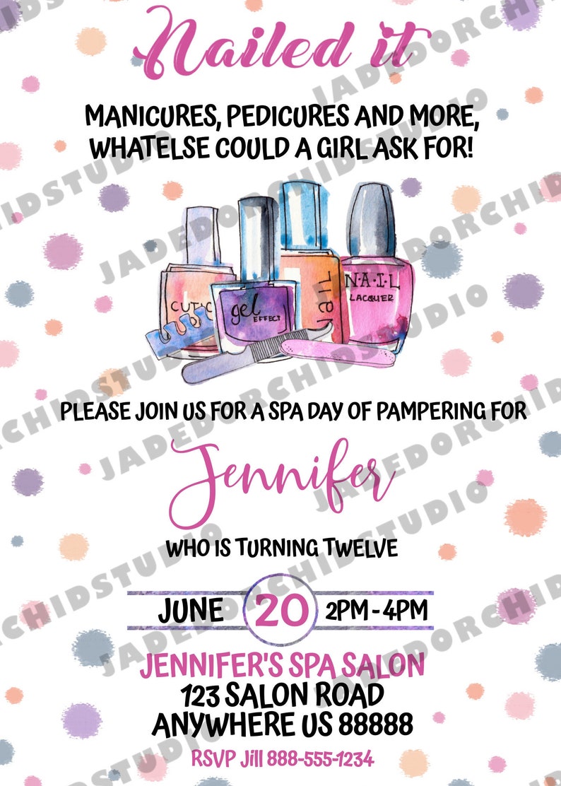 Mani Pedi Birthday Party Invitation Salon Spa Birthday Party - Etsy