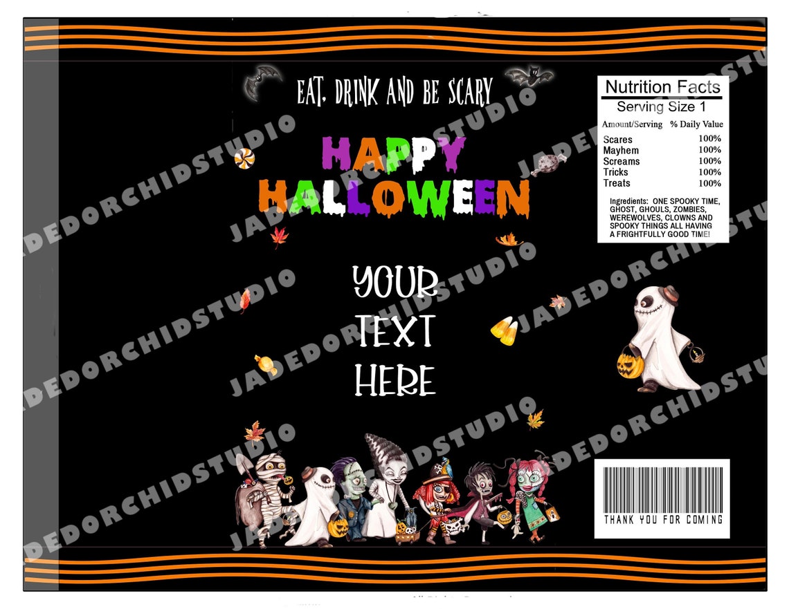 Halloween Chip Bag Labels Printable Halloween Costume Party - Etsy