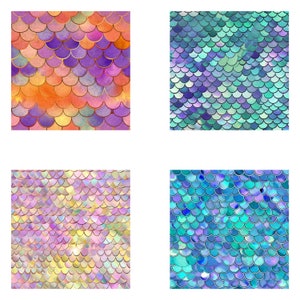 Mermaid Scales Digital Background, Mermaids Seamless Pattern Paper ...