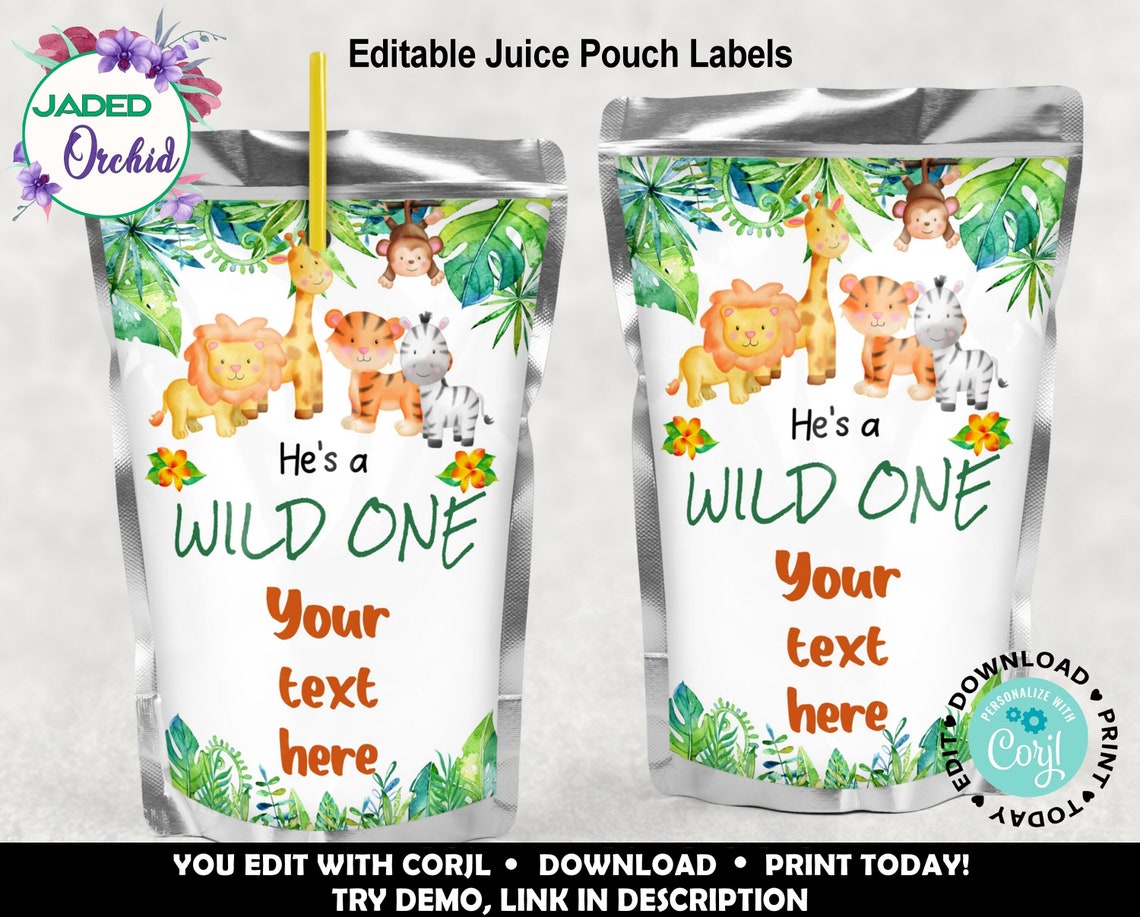 Printable Wild One Birthday Juice Label Template Wild 1 - Etsy