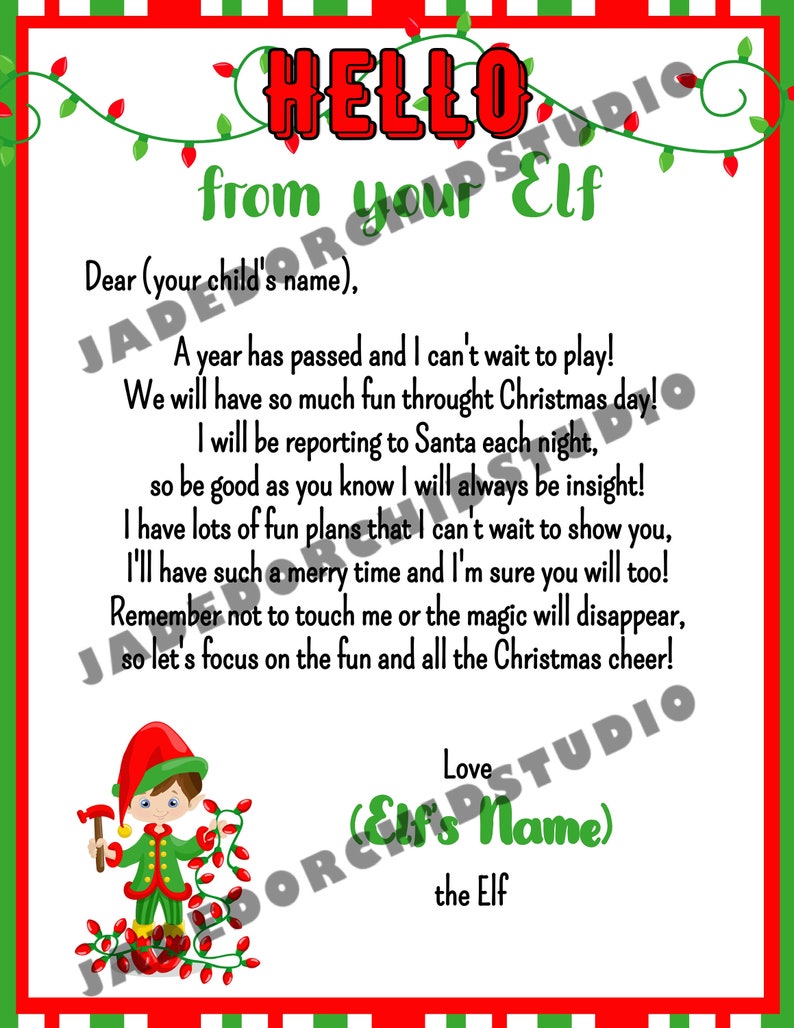 Editable Christmas Letter From Your Elf Personalized Elf - Etsy