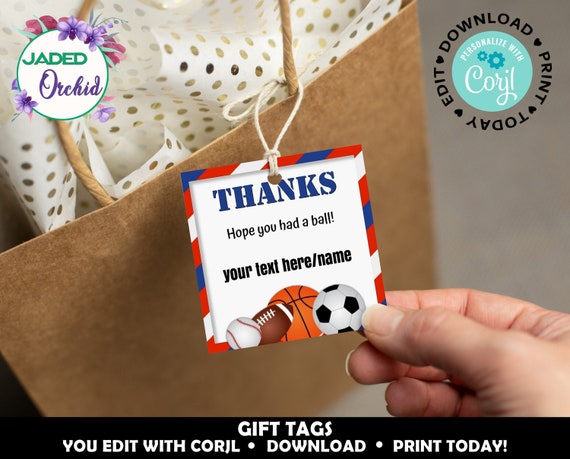 All Star Sports Thank You Sports Party Favor Tags Thank You - Etsy