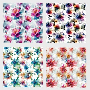 Printable Airbrush Watercolor Floral Background Paper, Flower Digital ...