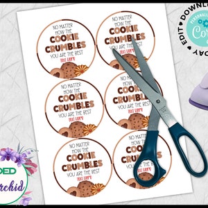 Cookie Gift Tag, Thank You Cookie Tag, Cookie Crumbles Tag, Editable ...