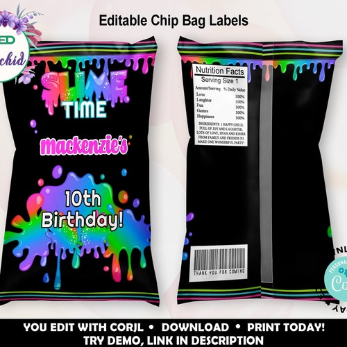 Printable Girls Slime Party Favor Slime Water Bottle Labels - Etsy Canada
