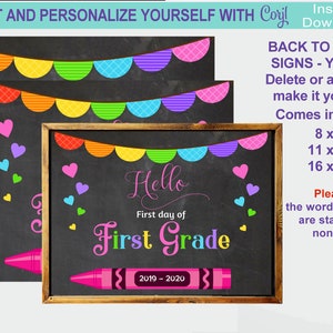 EDITABLE Hello First Grade Sign, First Day of 1st Grade, Printable ...