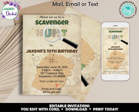 Geocaching Birthday Party Scavenger Hunt Birthday Invitation | Etsy