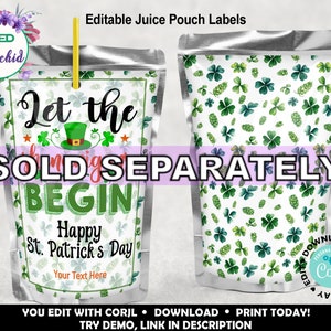 St. Patrick's Day Party Favor Chip Bag Label, St. Patrick's Day Party ...