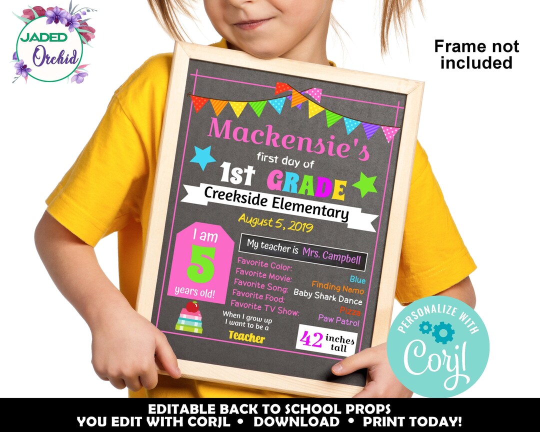 Back to School Poster Back to School Photo Prop Editable Chalkboard ...